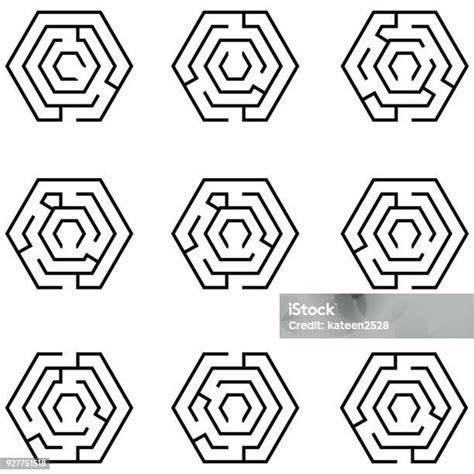Maze Icon Set Stock Illustration Download Image Now Abstract Art Backgrounds Istock