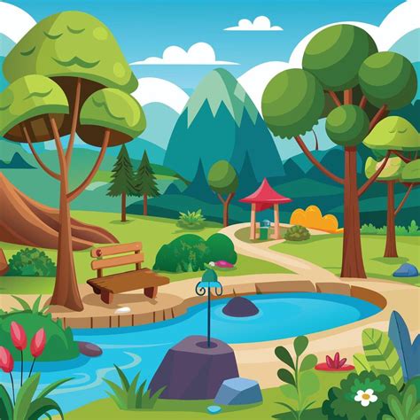 Cartoon Scene Of Nature Park And Forest 48079729 Vector Art At Vecteezy