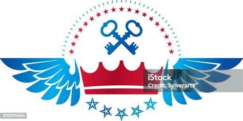 로얄 크라운 상징입니다 팔의 문장 학 외 투 절연 장식 아이콘 벡터 일러스트 흰색 바탕에 오래 된 스타일에 고 대 Icontype입니다 경호에 대한 스톡 벡터 아트 및 기타