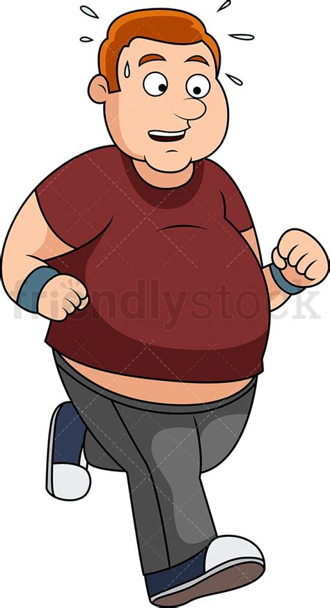 Fat Man Running Cartoon