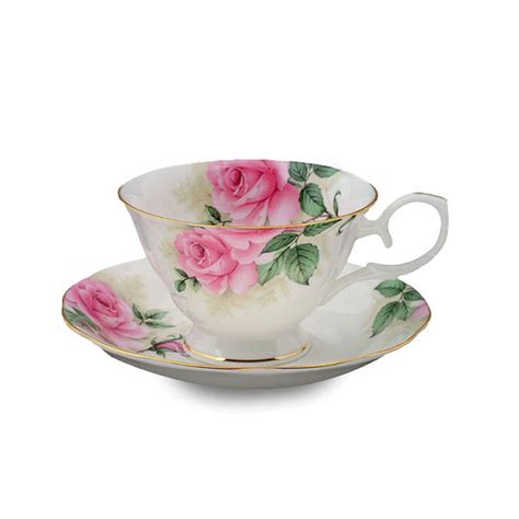 Rose Bouquet Cups And Saucers Set Set Of 4