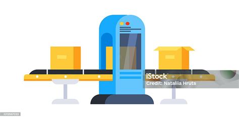 컨베이어 벨트에서 판지 상자를 처리하는 자동 스캐닝 기계 0명에 대한 스톡 벡터 아트 및 기타 이미지 0명 고급 공급망 Istock