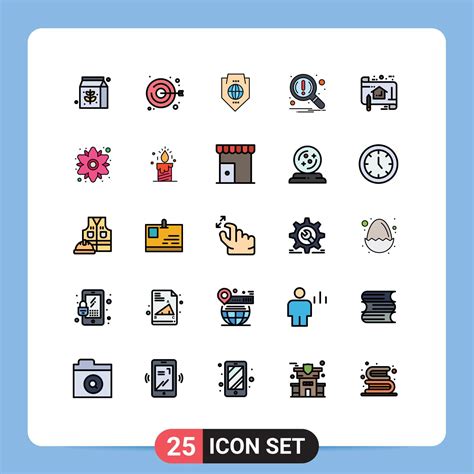 Mobile Interface Filled Line Flat Color Set Of 25 Pictograms Of Sketch Search World Notification