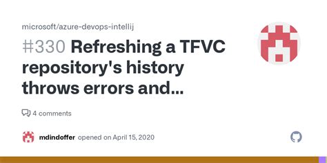 Refreshing A Tfvc Repositorys History Throws Errors And Disables The Plugin On Restart · Issue