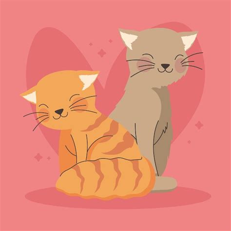 Premium Vector Cute Cats Lovers Couple