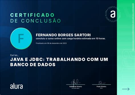Gostaria De Compartilhar Que Recebi Uma Nova Certificação Java E Jdbc Trabalhando Com Um Banco