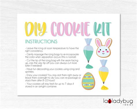 Easter Diy Cookie Kit Instructions Printable Instructions Etsy Canada