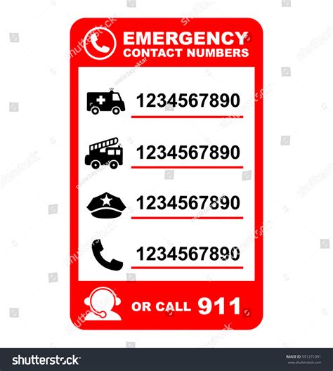 Emergency Contact Numbers Stock Vector 591271091 Shutterstock