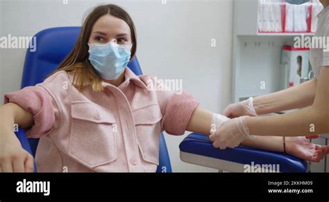 Medical Nurse Taking Venous Blood For Test Laboratory In Clinic Female Lab Stock Video Footage