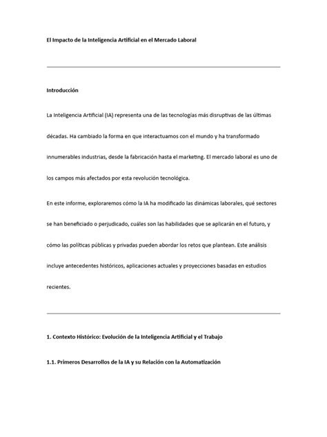 El Impacto De La Inteligencia Artificial En El Mercado Laboral Pdf
