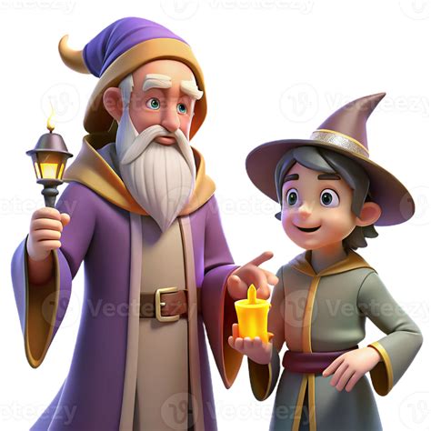 Stunning Artistic A Wise Old Wizard Teaching A Young Apprentice Warm And Inviting Lighting