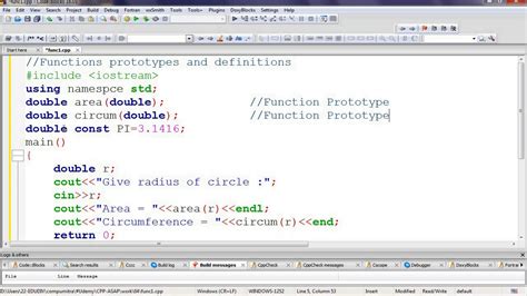 C Area And Circumference Of A Circle Using Two Separate Functions