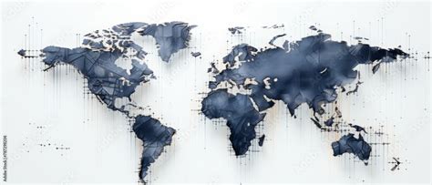 Detailed Map Of The World Made Of Binary Code Highlighting Digital