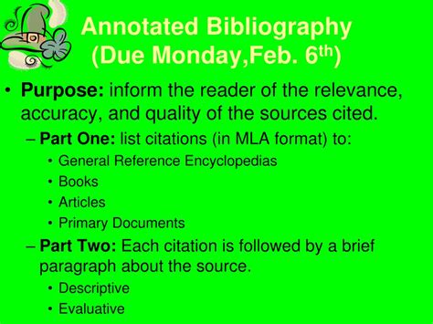 Ppt Annotated Bibliography Due Mondayfeb 6 Th Powerpoint