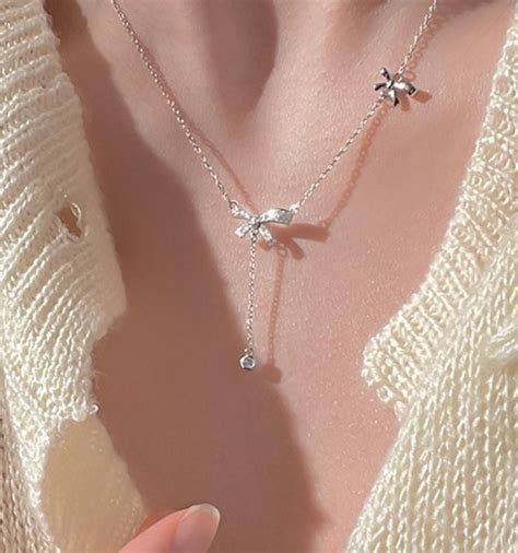 11당일 러브레터 리본드롭 목걸이 골드 실버 하트 나비 큐빅 달 진주 학생 우정 생일 선물 목걸이 에이블리