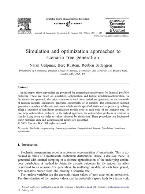Scenario Tree Generation Pdf Mathematical Optimization Cluster
