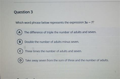 Solved Which Word Phrase Below Represents The Expression Chegg Com