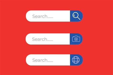 search bar icon set vector design on red background and web search bar