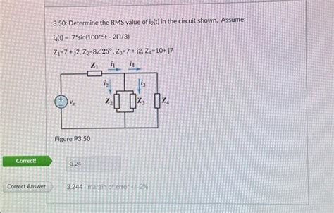 Solved 3 50 Determine The Rms Value Of I2 T In The Circuit
