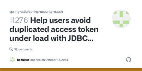 Help Users Avoid Duplicated Access Token Under Load With Jdbc Token