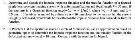 solved determine and sketch the impulse response function and the