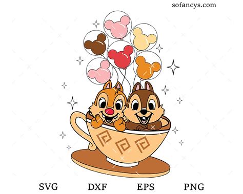 Chip And Dale Tea Cup Ride Svg Disney Mickey Balloon Design