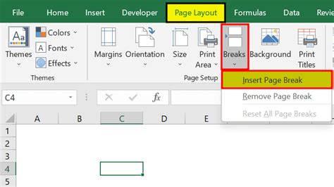 Page Break In Excel What Is It Add Remove Template Example