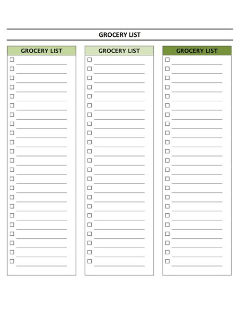 Grocery List Template In Word And Pdf Formats
