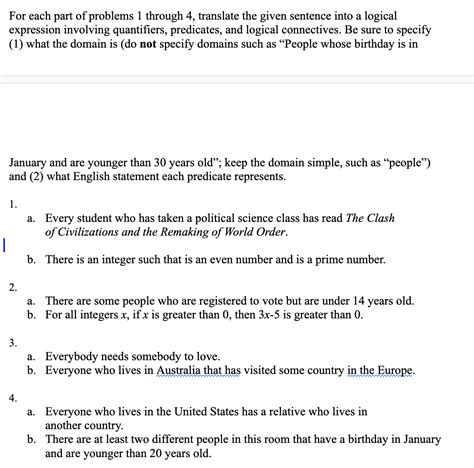 Solved For Each Part Of Problems 1 ﻿through 4 ﻿translate