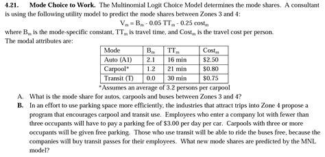 Solved The Multinomial Logit Choice Model Determines The
