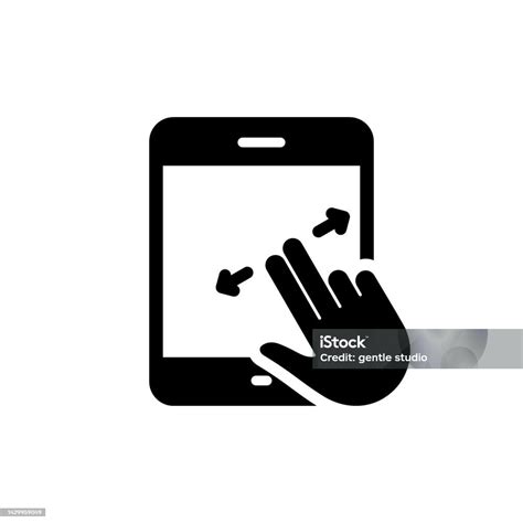 태블릿 실루엣 아이콘에서 살짝 밉니다 디지털 전자 이동 제스처 아이콘에서 위로 스크롤합니다 장치 디스플레이의 확대 축소 동작