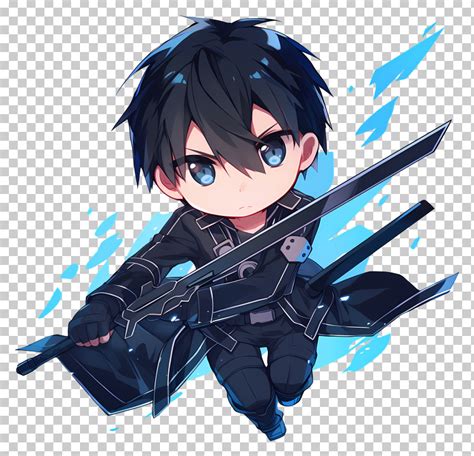 Chibi Kirito Swordsman Chibi Anime Character With Swords Png Clipart