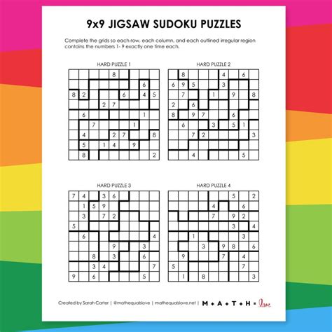 Jigsaw Sudoku Math Love Jigsaw Sudoku Math Love