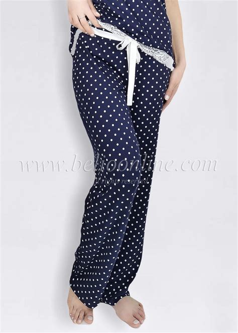 Елегантна дамска пижама на точки с къс ръкав и дълго долнище от модал Affect 6012 По доброто бельо