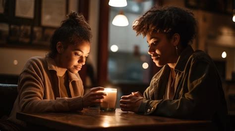 Premium Ai Image Two Women Sit At A Table One Of Them Is Holding A Candle