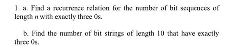Solved Find A Recurrence Relation For The Number Of Bit