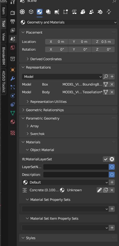 IFC Element Creation Material Application OSArch