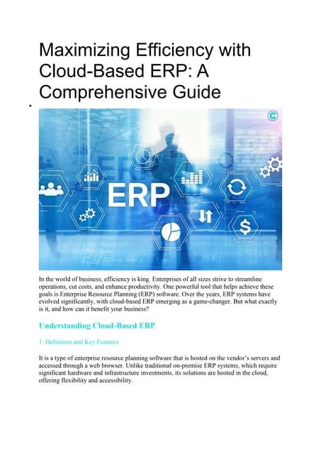 Maximizing Efficiency With Cloud Based Erp A Comprehensive Guide Pdf