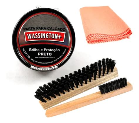 Kit 1 Graxa Cera Preto 2 Escovas 1 Flanela Polir Sapato Mercadolivre