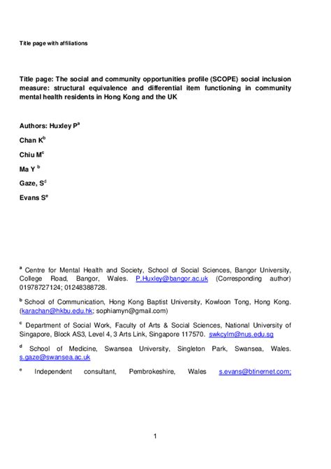 Pdf The Social And Community Opportunities Profile Scope Social