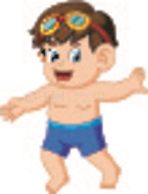 免抠元素 卡通男孩戴着泳镜和泳裤 素材免费下载 55像素 Eps格式 编号42136966 千图网
