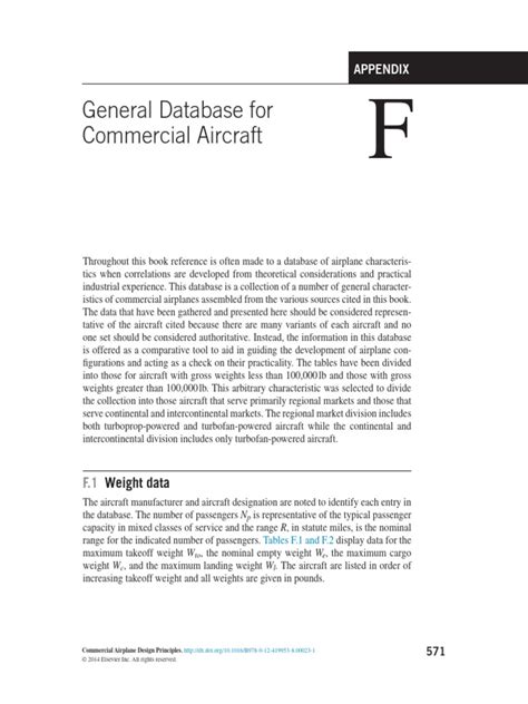 Appendix F General Database For Commercial Aircraft 2014 Commercial