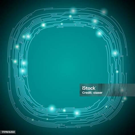 Bright Turquoise Wires Form A Futuristic Foursided Rounded Square On A