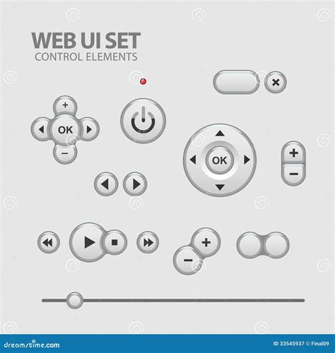 Light Web Ui Elements Design Gray Stock Vector Illustration Of Play Music 33545937