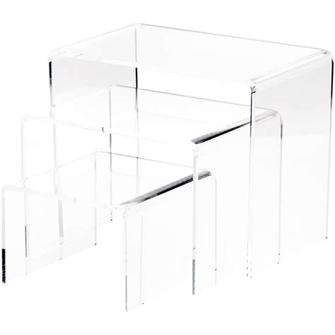 Plymor Clear Acrylic Rectangular Display Risers 6 Deep Assortment Set Of 3 14 Thick