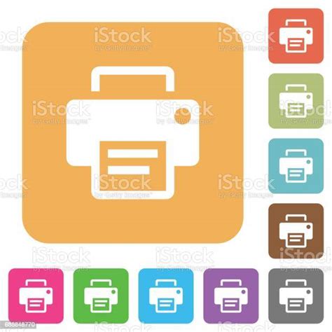 프린터 둥근 사각형 아이콘을 플랫 0명에 대한 스톡 벡터 아트 및 기타 이미지 0명 Cmyk 갈색 Istock