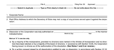 Articles Of Dissolution Fill Out Printable PDF Forms Online