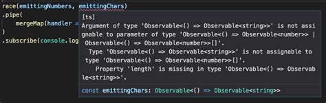 Rxjs `race` Function Raising Typescript Exception Even If It Works