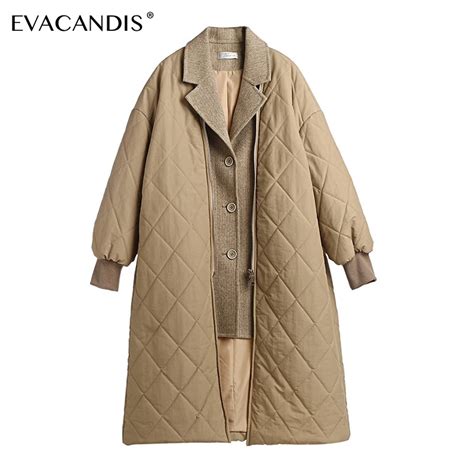 Длинная зимняя куртка цвета хаки Женская парка пальто в Корейском стиле с воротником имитация