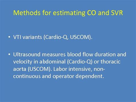 Cardiac Output CO And Systemic Vascular Resistance SVR